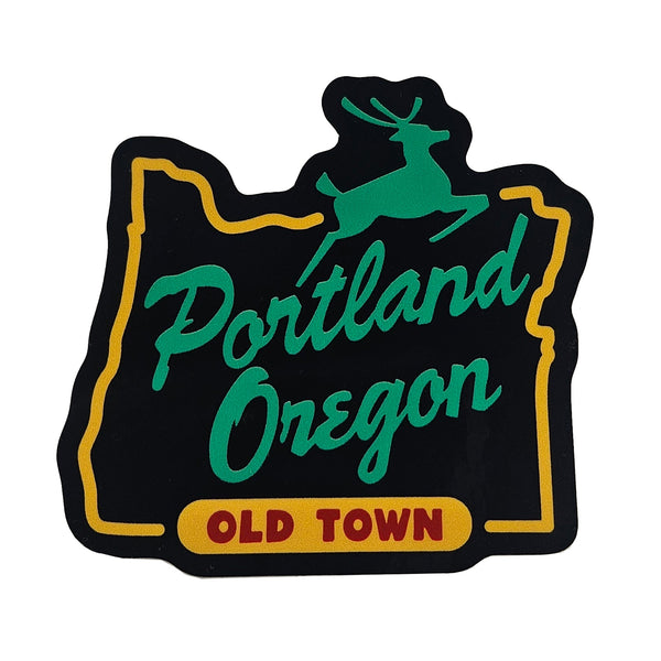 White Stag Sign Sticker - Hello From Oregon